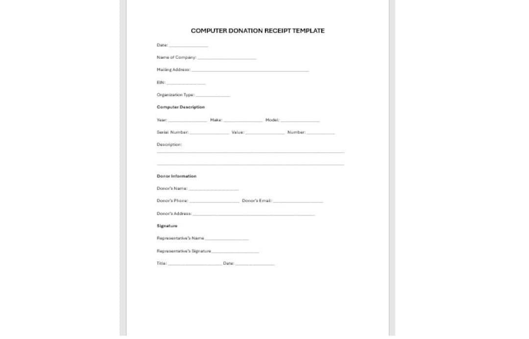 Computer Donation Receipt Template, Receipt, Receipt Template, Word ...