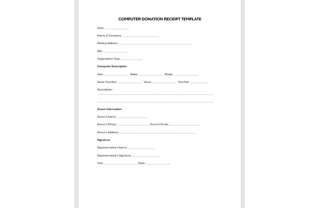 Computer Donation Receipt Template, Receipt, Receipt Template, Word ...