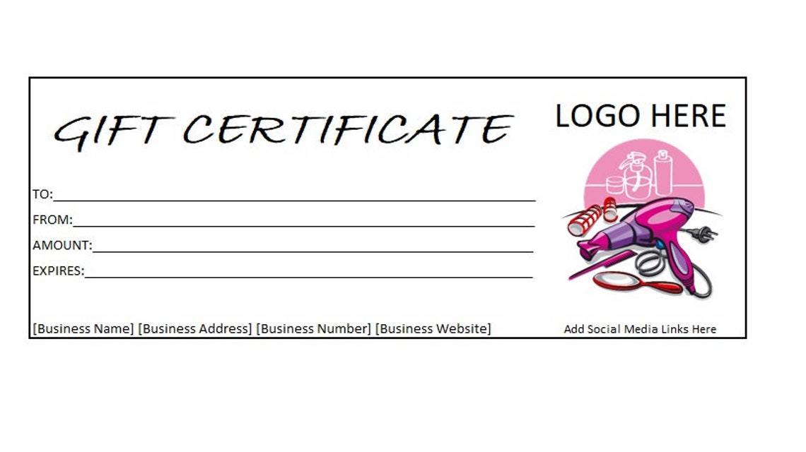 Editable Hair Salon Gift Certificate Template, Certificate, DIY Gift ...