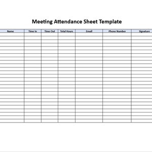 Meeting Sign in Sheet Employee - Etsy