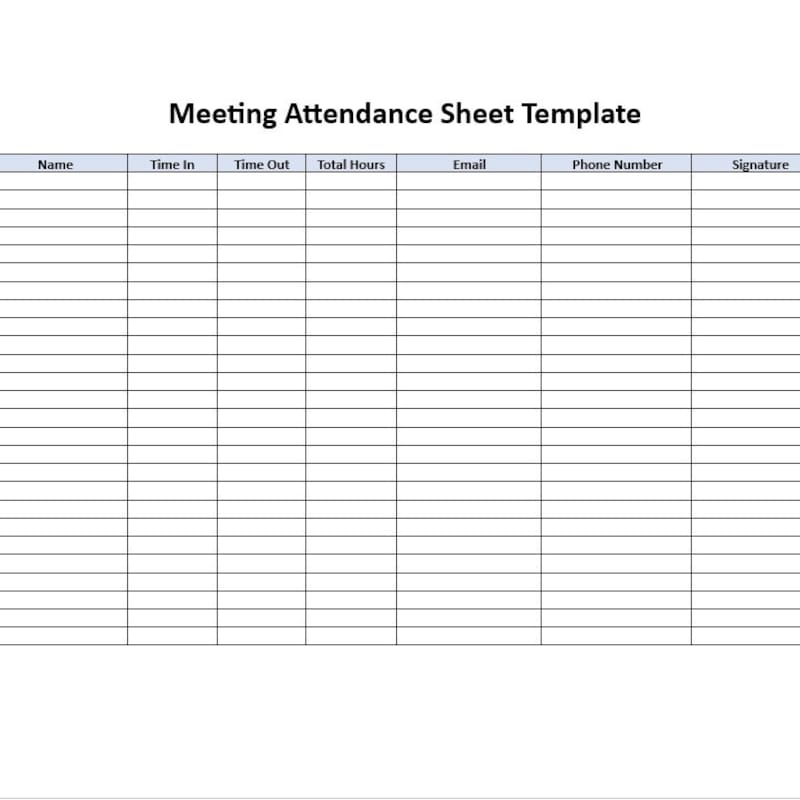 Editable Attendance Sheet - Etsy