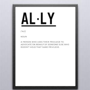 Ally Definition, Social Justice Print, Equality Print, Diversity ...