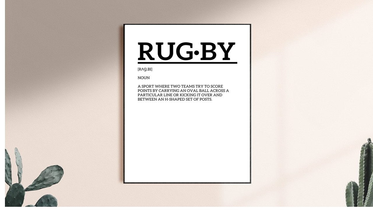 Rugby Definition, Rugby Decor, Definition Print, Sports Wall Art, Rugby ...