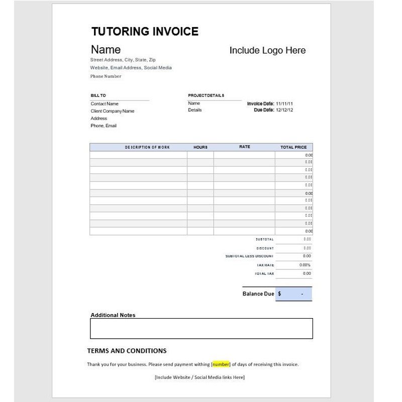 Templates Invoice - Etsy