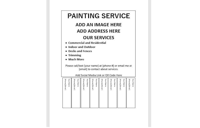 Editable Painting Service Tear-off Flyer, Painting Service Ad, Tear-off ...