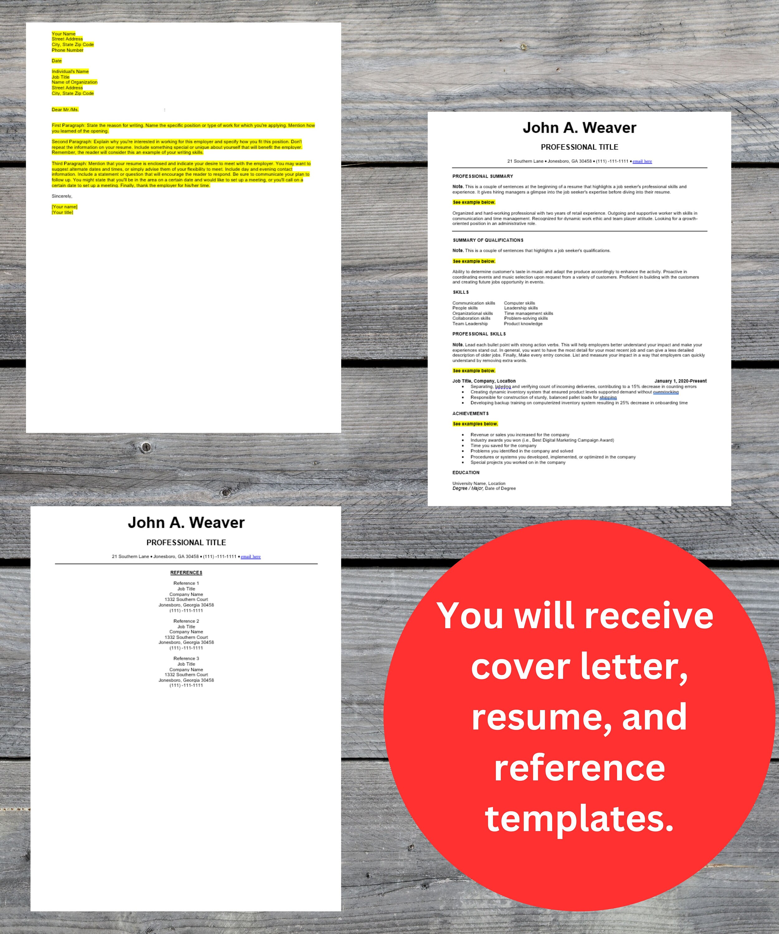 Minimalist Resume Template Word, Modern Resume and Reference Template ...