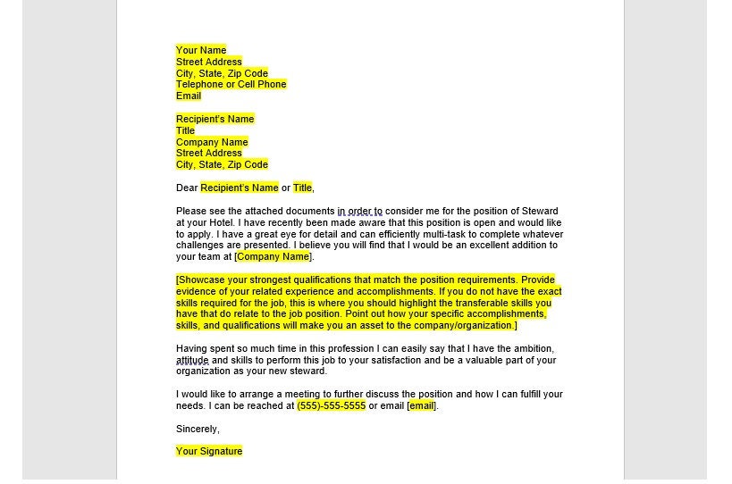 Hotel Steward Cover Letter, Simple Cover Letter, Cover Letter Template ... Hotel Steward Cover Letter, Simple Cover Letter, Cover Letter Template ...