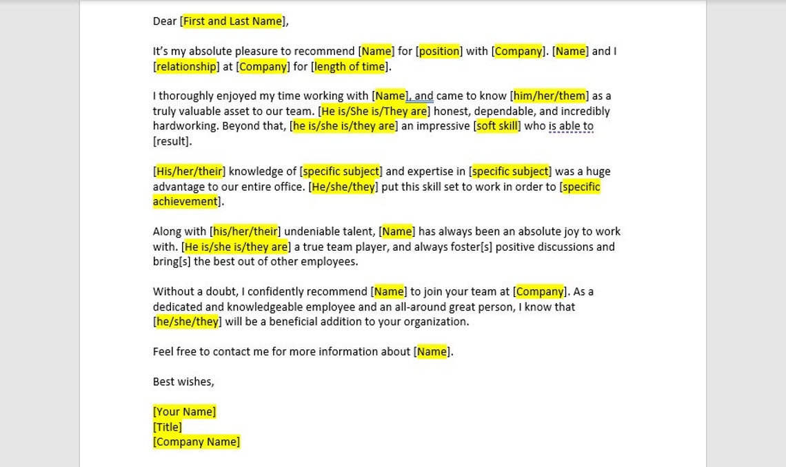 Reference Letter Template, Employee Reference Letter, Reference ...