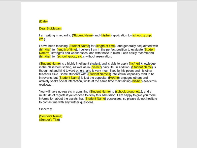 Student Character Reference Letter Template Character Reference Letter
