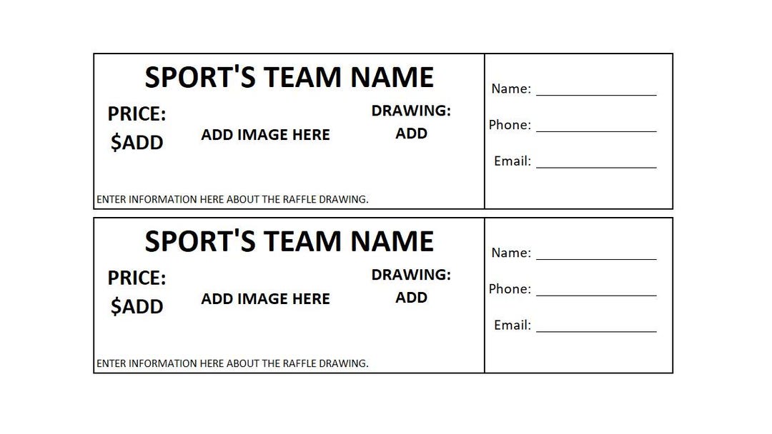 Sport Event Printable Raffle Ticket, Enter to Win Printable Ticket, QR ...