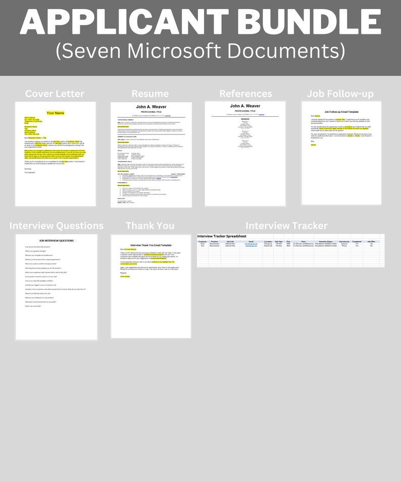 Set of 7 Applicant Interview Template Bundle, Applicant Interview Forms ...