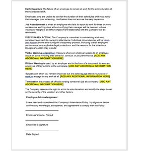 Editable Employee Attendance Policy Template, Attendance Policy ...