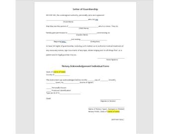 Notarized For Guardianship Letters