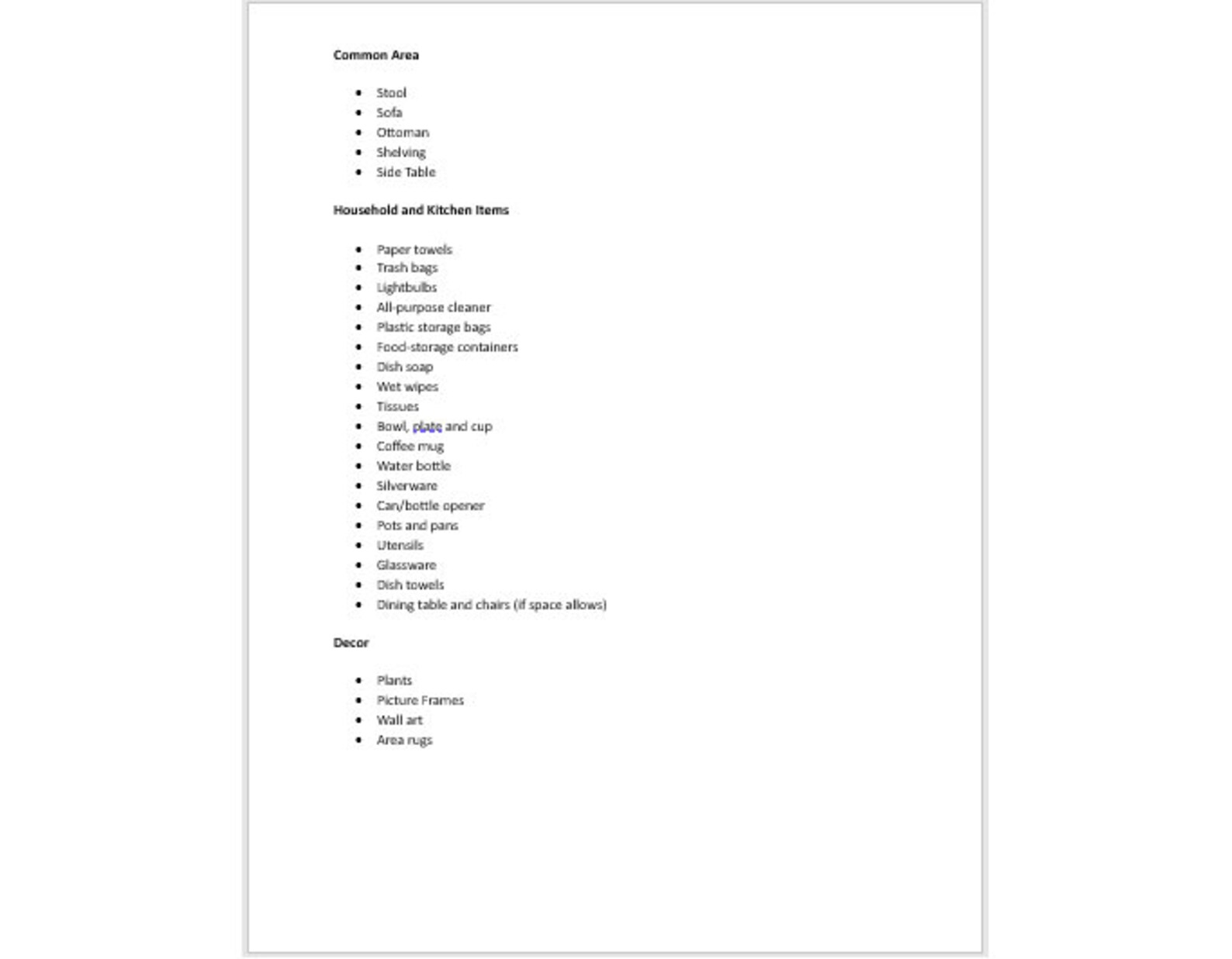 Editable Dorm Room Checklist, First Dorm Room Checklist, College Dorm ...