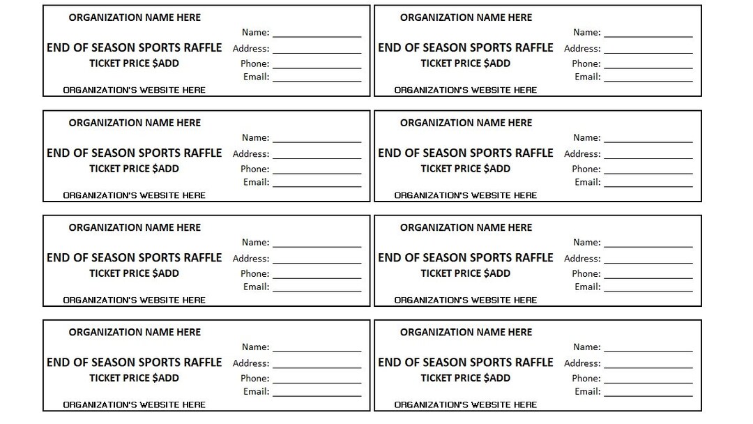 Editable End of Season Sports Raffle Ticket, End of Season Sports ...
