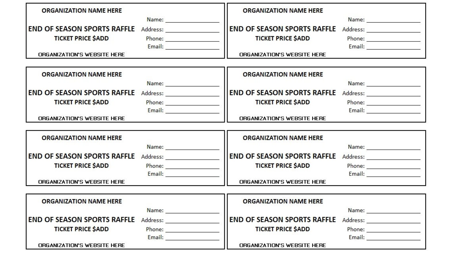Editable End of Season Sports Raffle Ticket, End of Season Sports ...