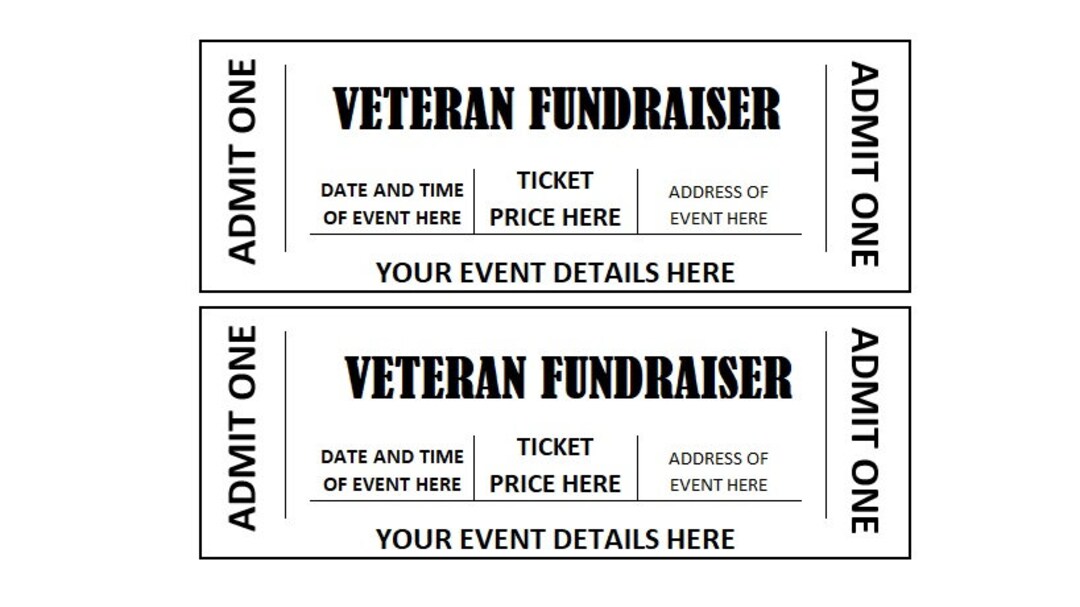 Editable Veteran Fundraiser Ticket, Event Ticket Printables, Editable ...