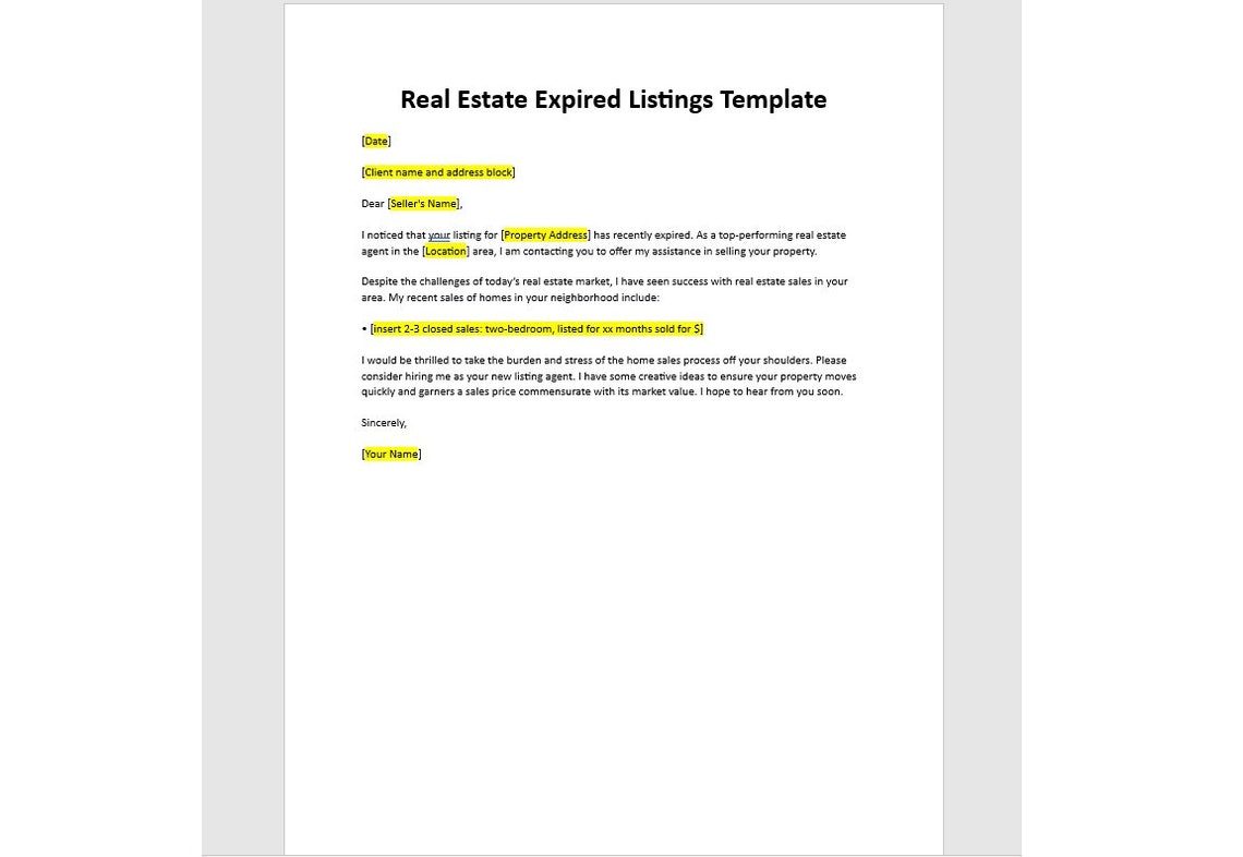 Editable Real Estate Expired Listings Template, Expired Listings ...