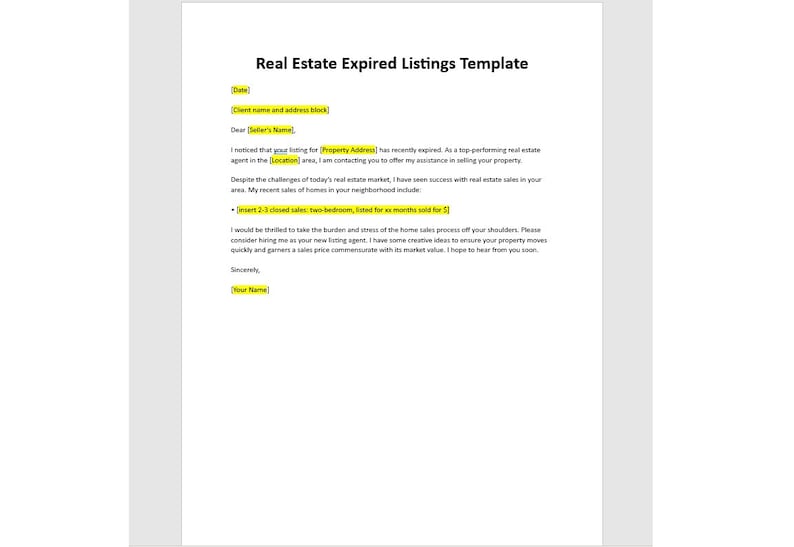 Editable Real Estate Expired Listings Template, Expired Listings Template, Real Estate Expired ...