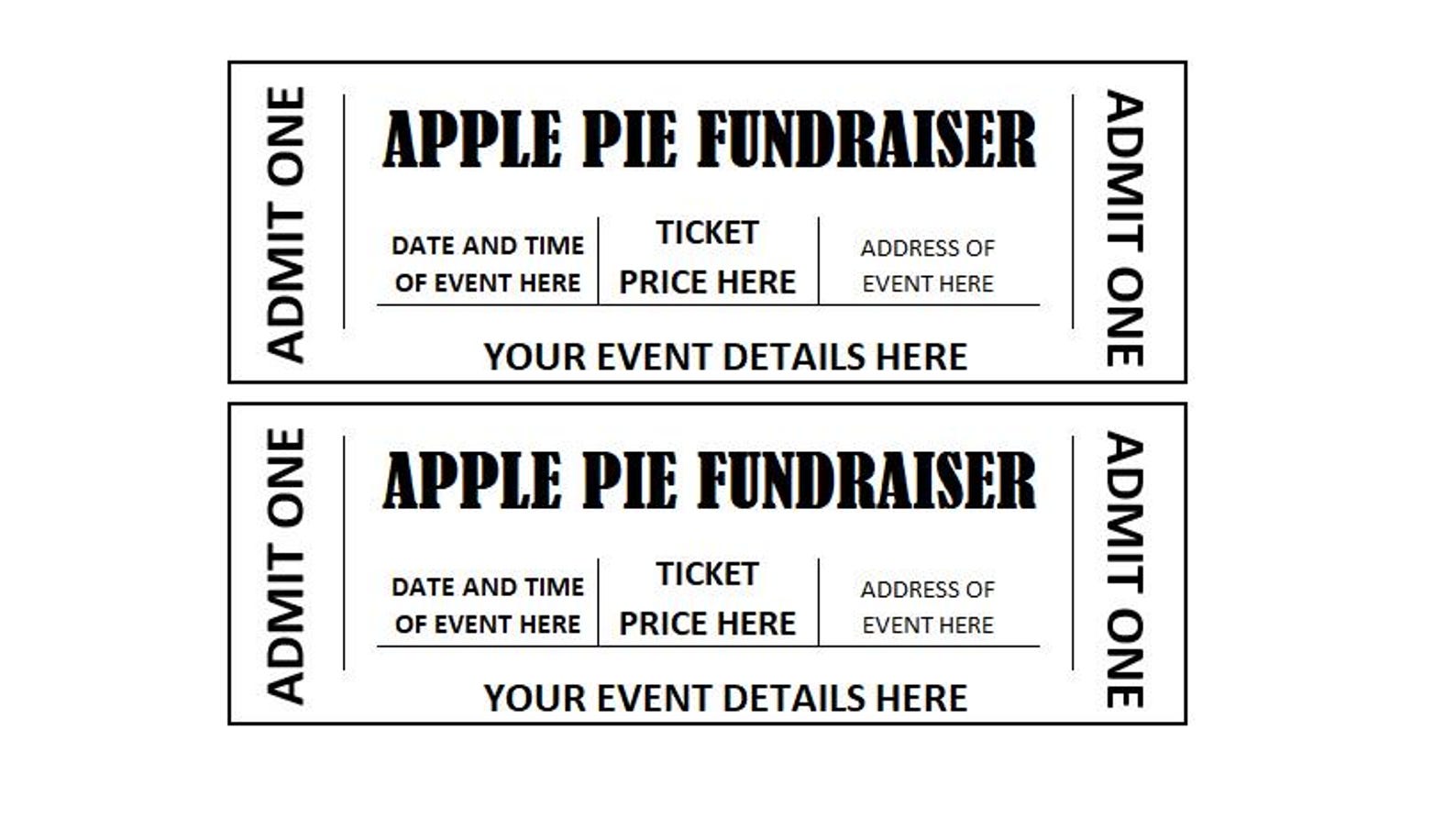 Editable Apple Pie Fundraiser, Food Ticket Printables, Editable Meal ...