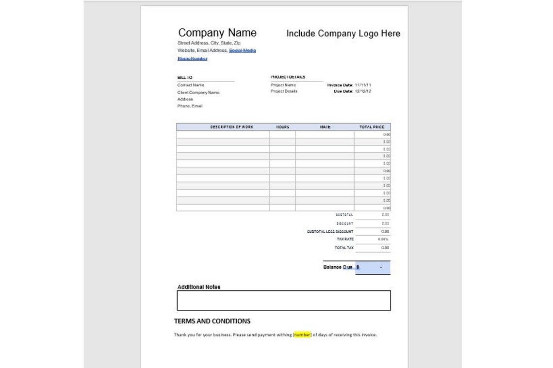 Moving Company Invoice Template, Moving Company Invoice Template, Word ...