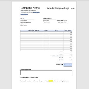 Moving Company Invoice Template - Etsy