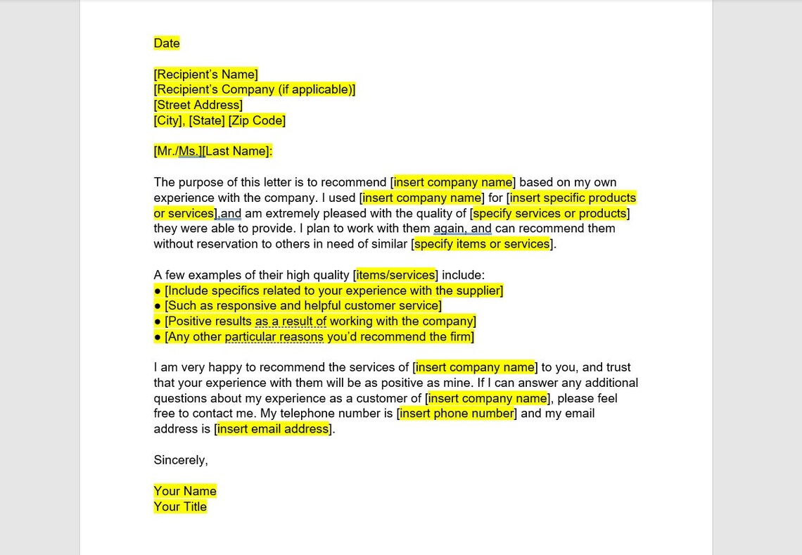 Business Reference Letter Template, Business Reference Letter, Business ...