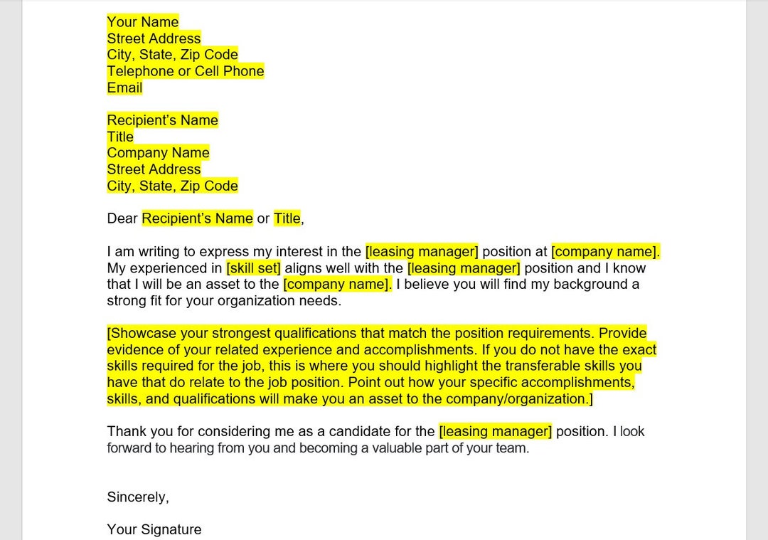 Leasing Manager Cover Letter, Simple Cover Letter, Cover Letter ...