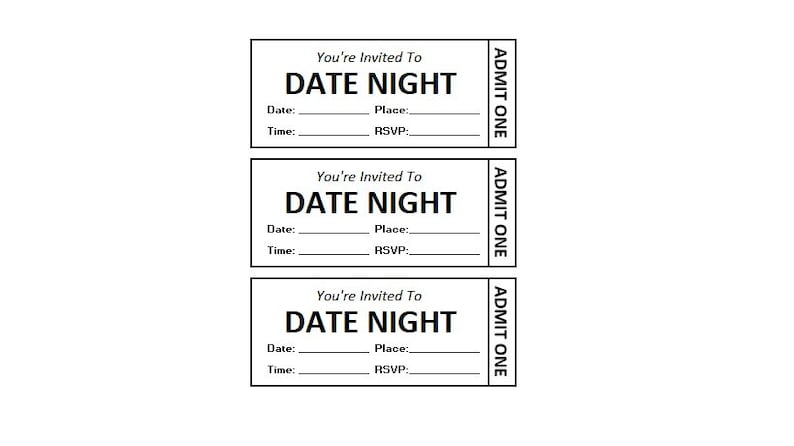Editable Date Night Event Ticket, Date Night Ticket Printables ...