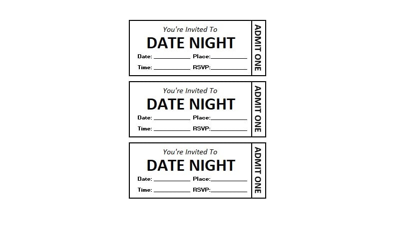 Editable Date Night Event Ticket, Date Night Ticket Printables ...