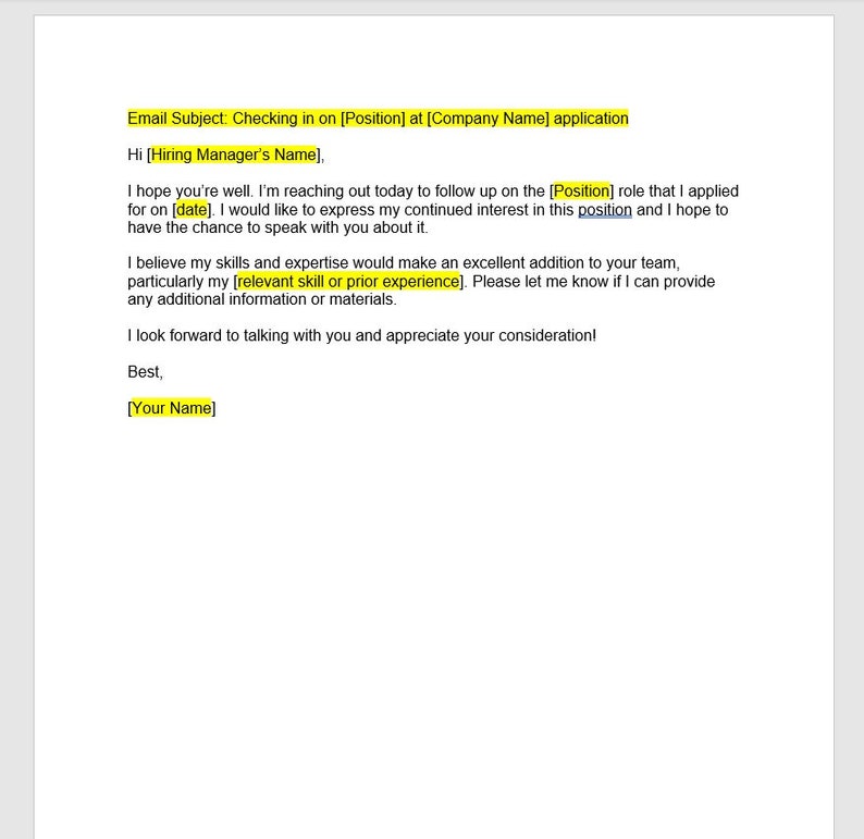 Job Follow-up Email Template, Follow-up Email Letter, Follow-up Email ...