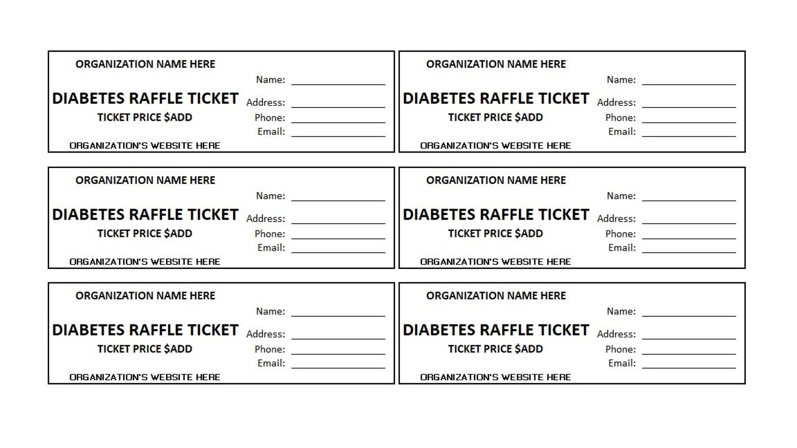 Editable Diabetes Raffle Ticket, Diabetes Raffle, Enter to Win ...