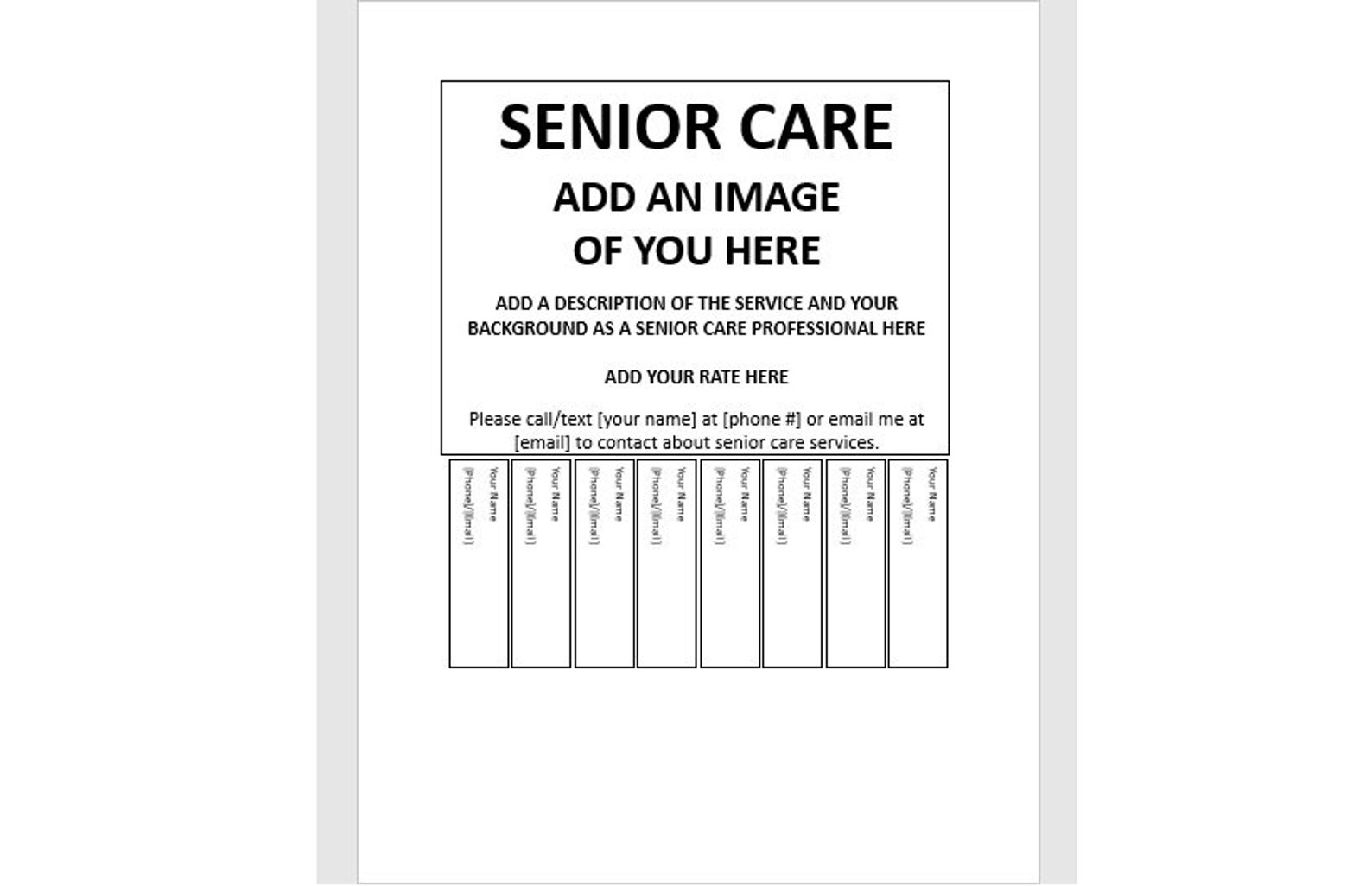 Editable Senior Home Care Tear-off Flyer, Tear-off Flyer Template ...