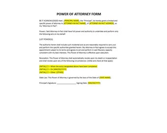 Power of Attorney Template - Etsy