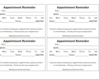 Appointment Reminder Card Template - Etsy