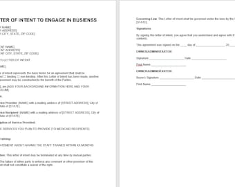 Letter of Intent Template - Etsy