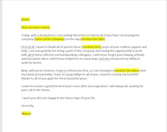 Letter of Resignation - Etsy Canada