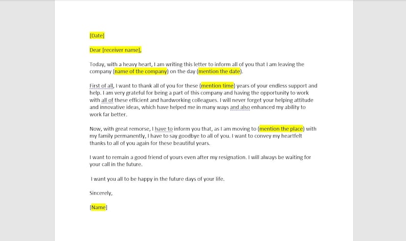 Goodbye Letter to Colleagues Template, Resignation Letter, Resignation ...