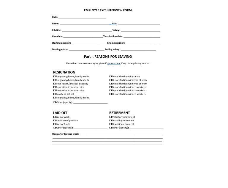 Employee Exit Interview Form Template, Employee Exit Interview Form ...