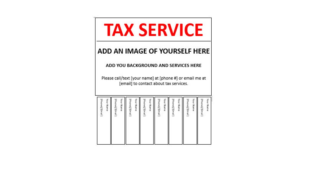 Editable Tax Service Tear-off Flyer, Tear-off Flyer Template, Tax ...