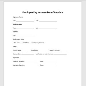 Employee Pay Increase Form Template - Etsy