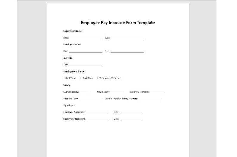 Editable Employee Pay Increase Form, Employee Pay Increase Form ...