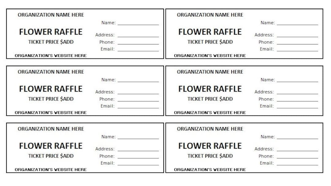 Editable Flower Ticket, Flower Raffle, Enter to Win Printable Ticket ...