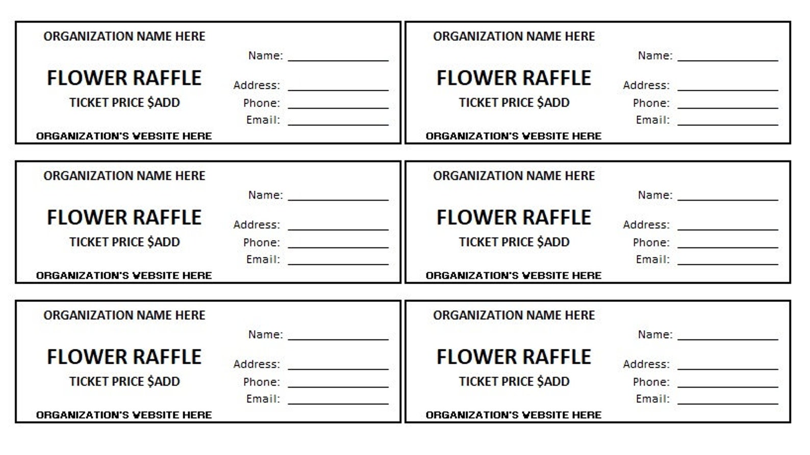 Editable Flower Ticket, Flower Raffle, Enter to Win Printable Ticket ...