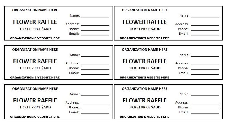 Editable Flower Ticket, Flower Raffle, Enter to Win Printable Ticket ...