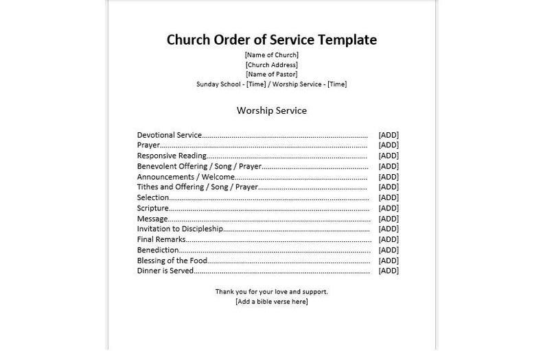 Editable Church Service Program Template, Church Service, Church ...