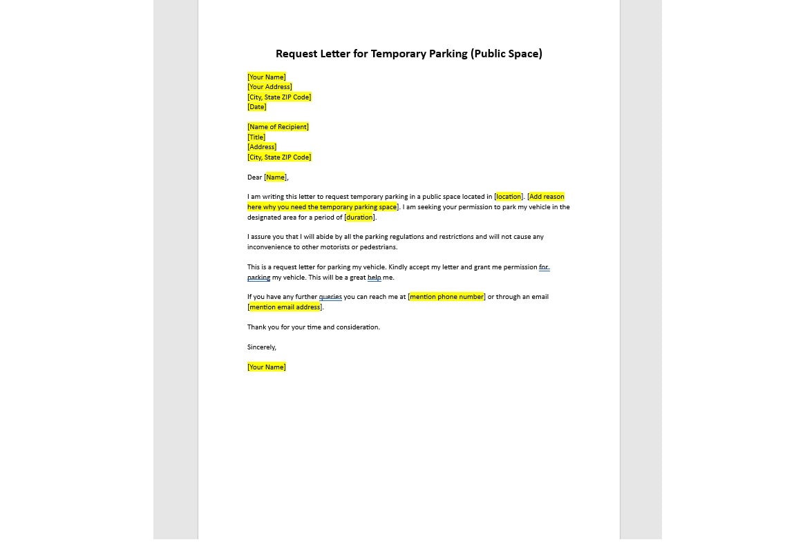 Format For Request Letter