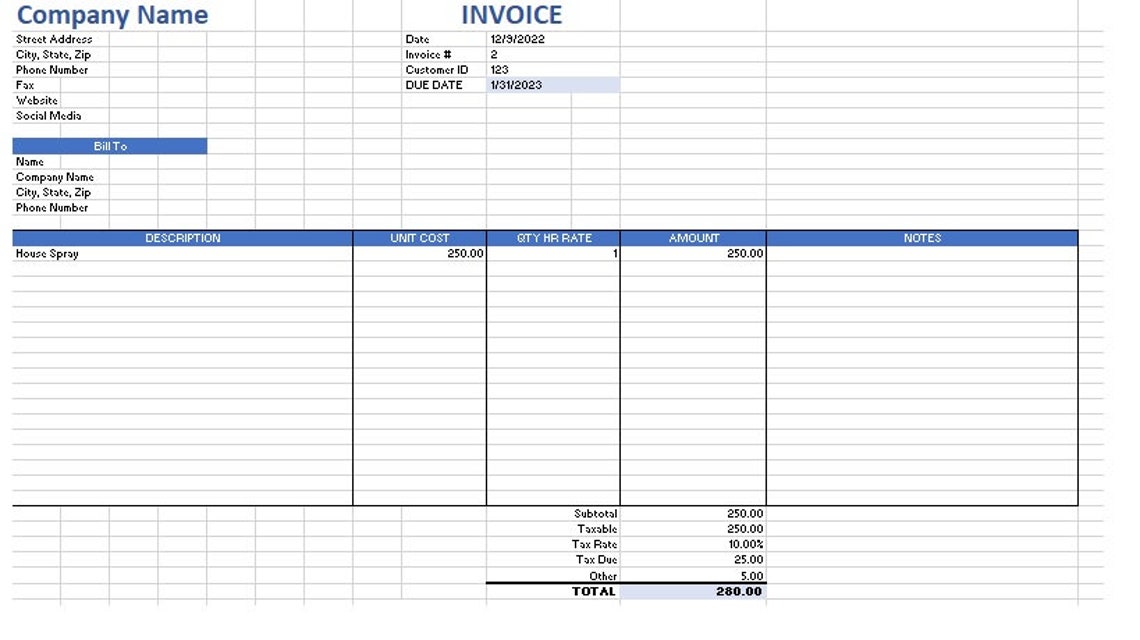 Pest Control Invoice Template, Pest Control Invoice Template, Word ...