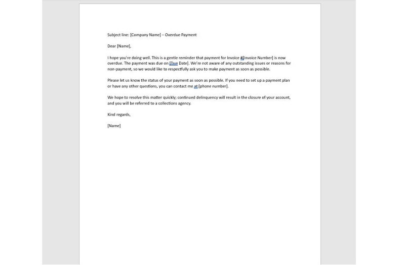 Editable Overdue Payment Email Template, Overdue Payment Template ...