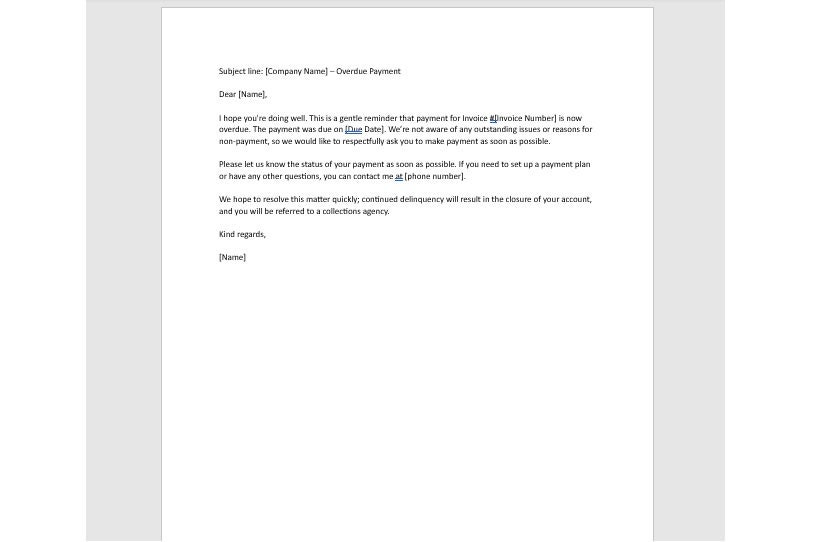 Editable Overdue Payment Email Template, Overdue Payment Template ...
